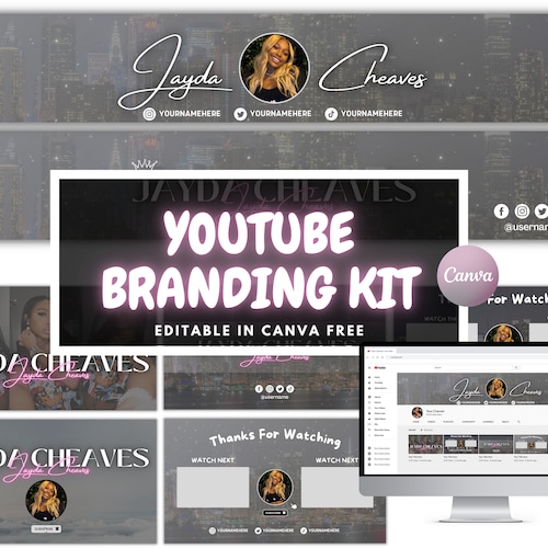 Youtube Branding Kit Editable Banners Intros & Outros and - Etsy
