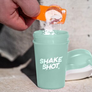 Shake Shot Green 4oz Mini Supplement Shaker Bottle With Clip & Shaker ...