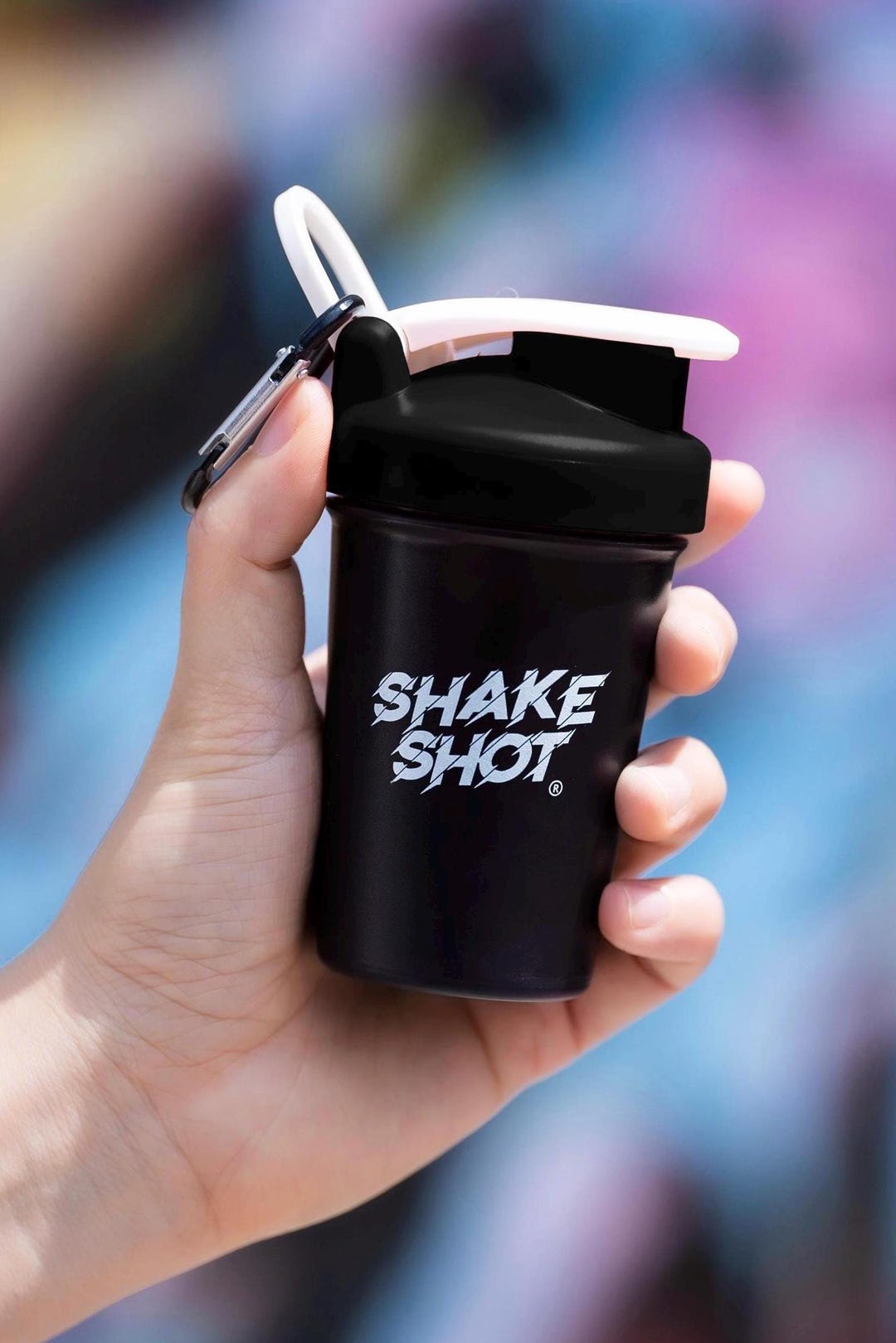 Shake Shot Black 4oz Mini Supplement Shaker Bottle With Clip & Shaker ...
