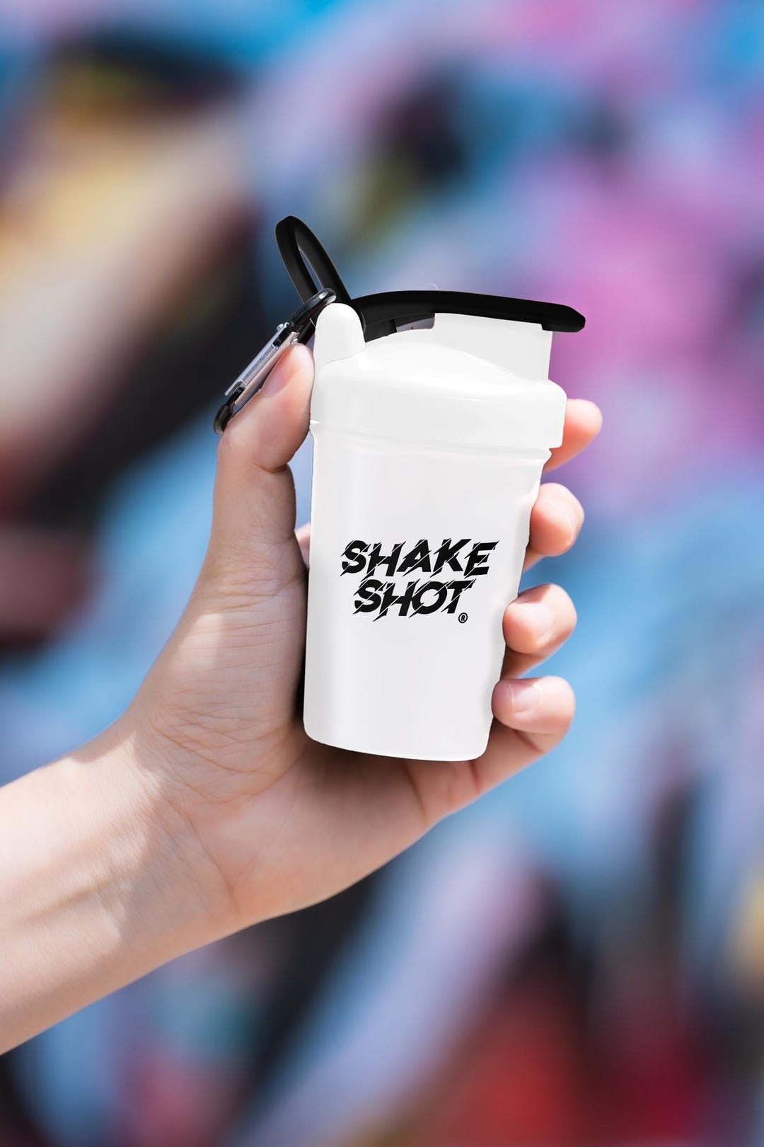 Shake Shot White 4oz Mini Supplement Shaker Bottle With Clip & Shaker ...