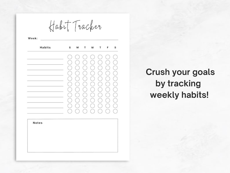 Weekly Habit Tracker Printable Habit Tracker Digital - Etsy