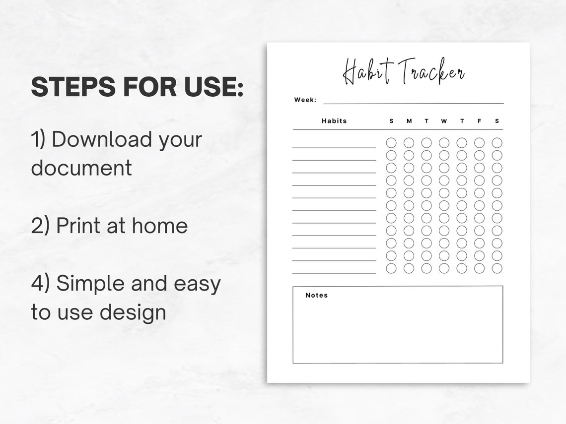 Weekly Habit Tracker Printable Habit Tracker Digital - Etsy