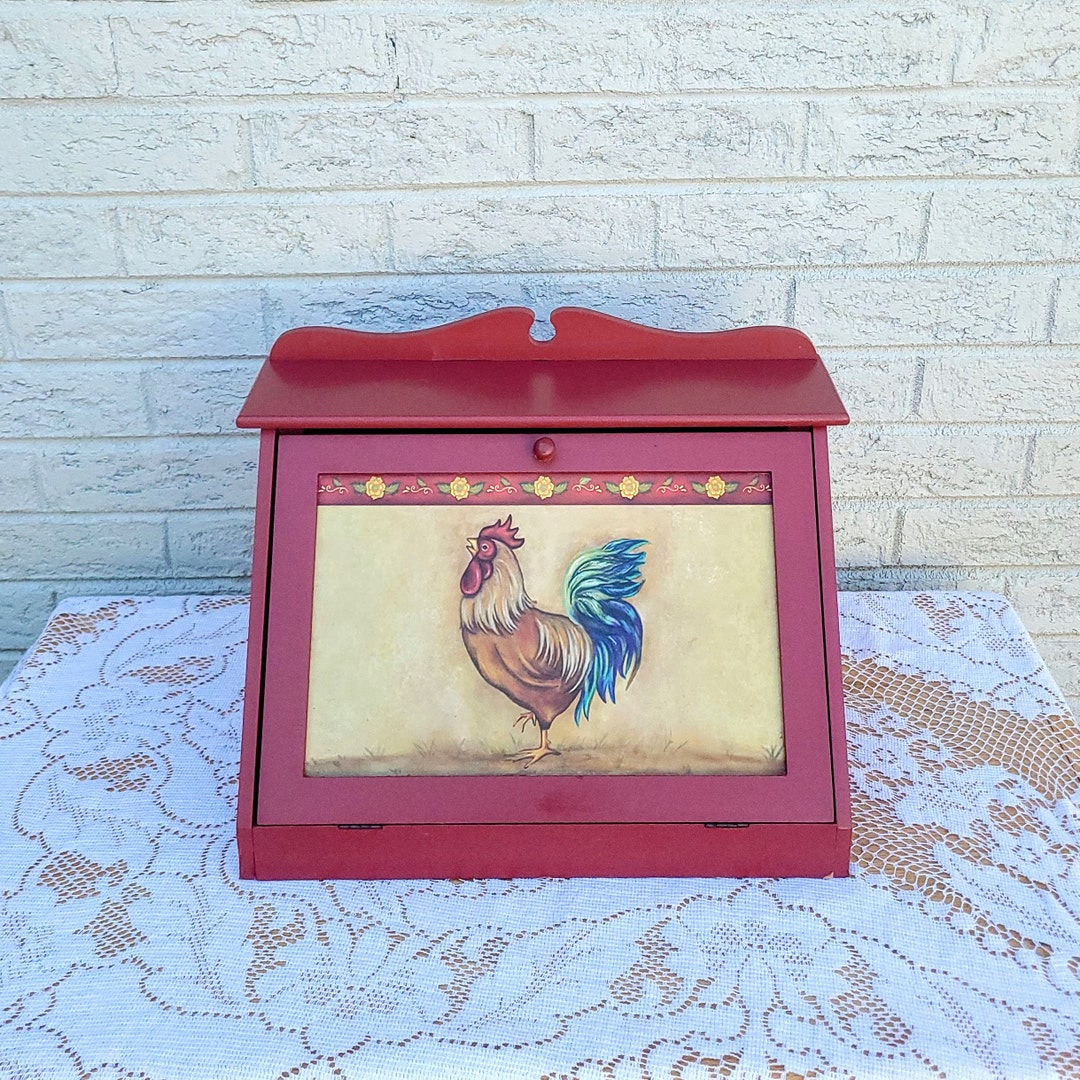 Vintage Rooster Bread Box - Etsy