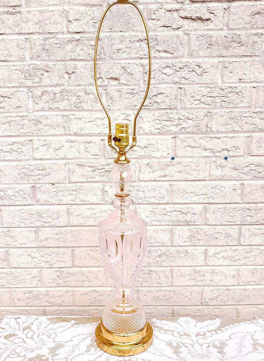 Vintage Crystal Table Lamp Romanian Cut Crystal Lamp on a Metal Base - Etsy