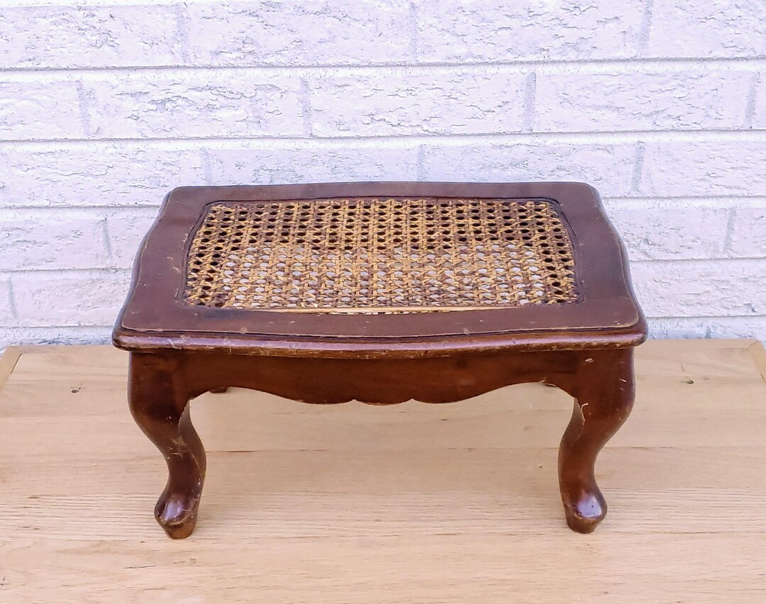 Vintage Wooden Cane Footstool Small Wood Foot Stool - Etsy