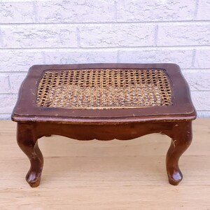 Vintage Wooden Cane Footstool Small Wood Foot Stool - Etsy