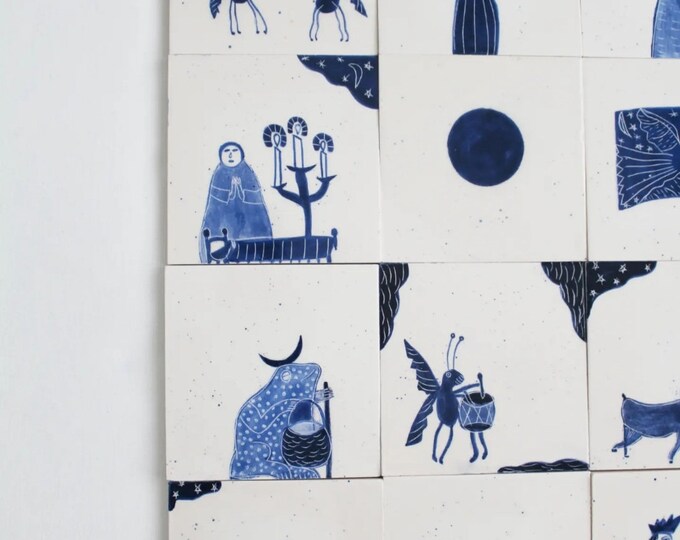 In Memory of Borges, Decorative Tile Handmade Ceramic, Ceramic Tile ...