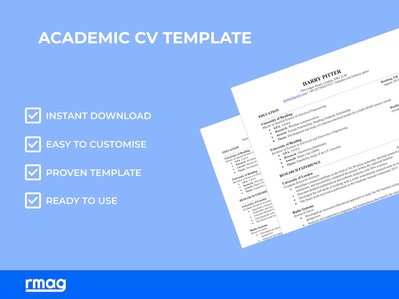 Academic Resume Template for Word & Pages | Clean and Professional ...