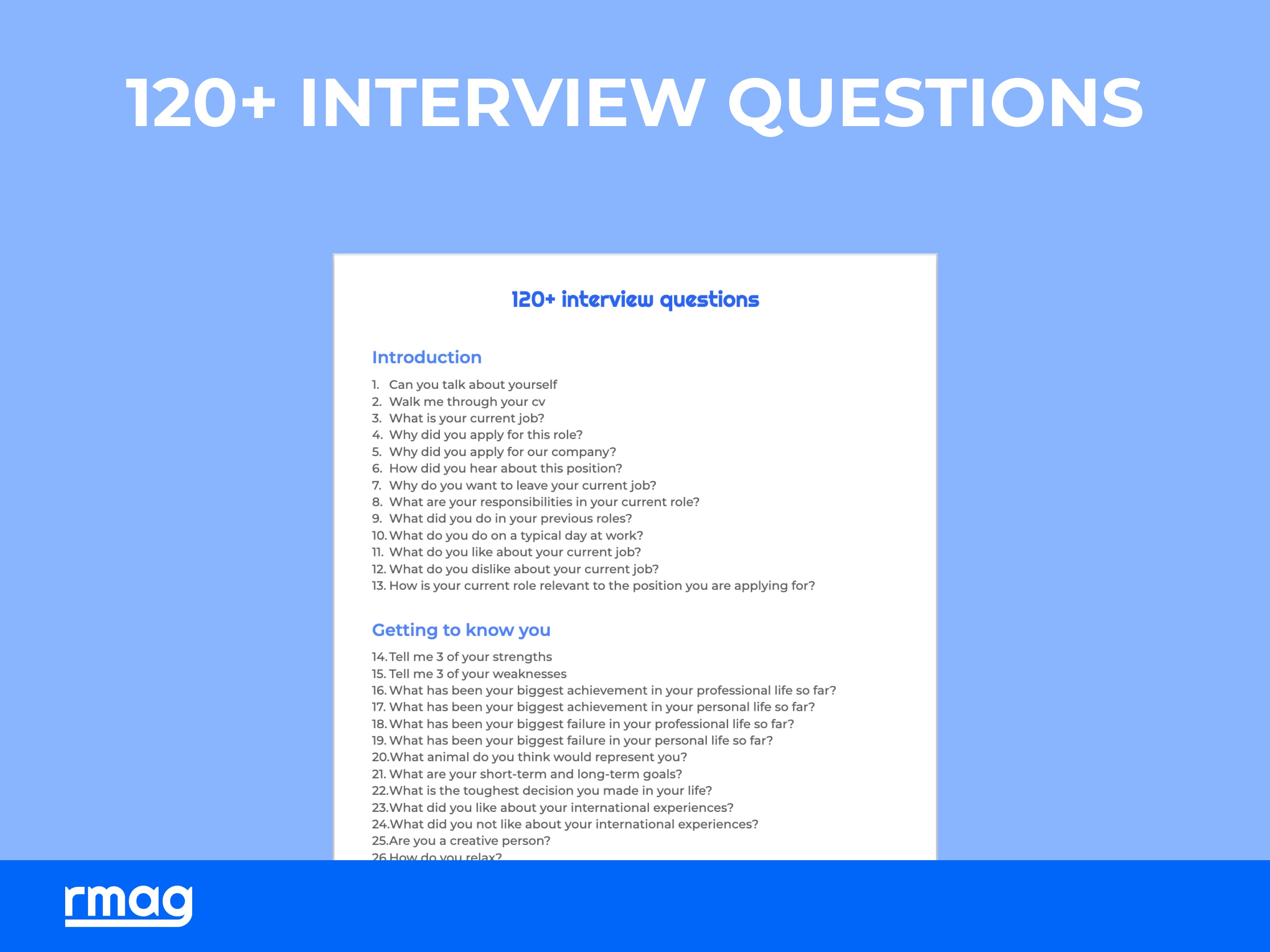 120+ Job Interview Questions | Interview Prep | Sample Interview ...