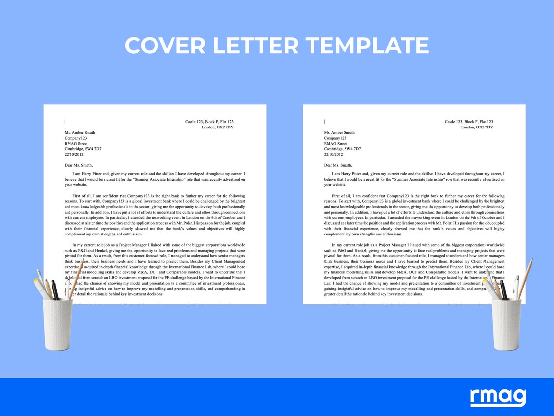 Professional Cover Letter Template for Word & Pages | Clean and Modern ...
