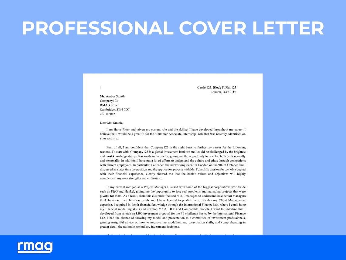 Professional Cover Letter Template for Word & Pages | Clean and Modern ...