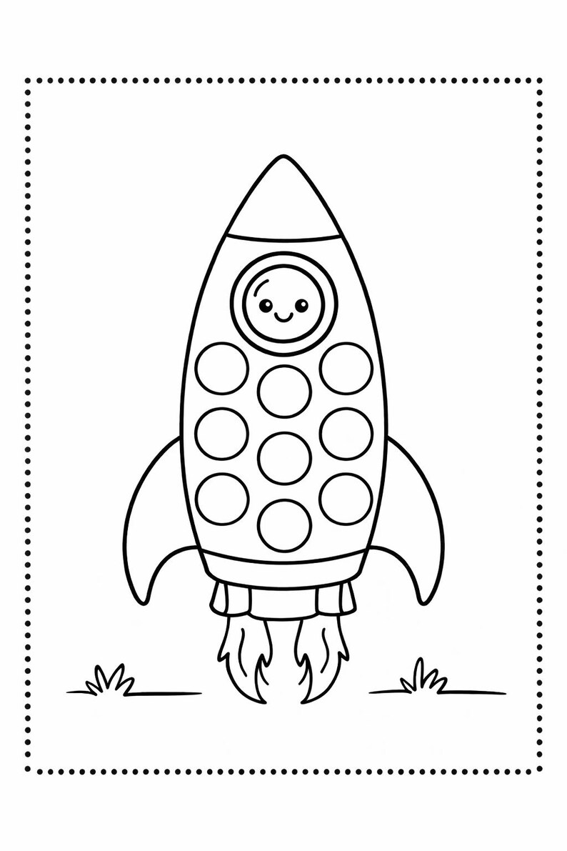 Dot Marker Coloring Pages – Spaceships Printable, 24 Space Dot Art ...