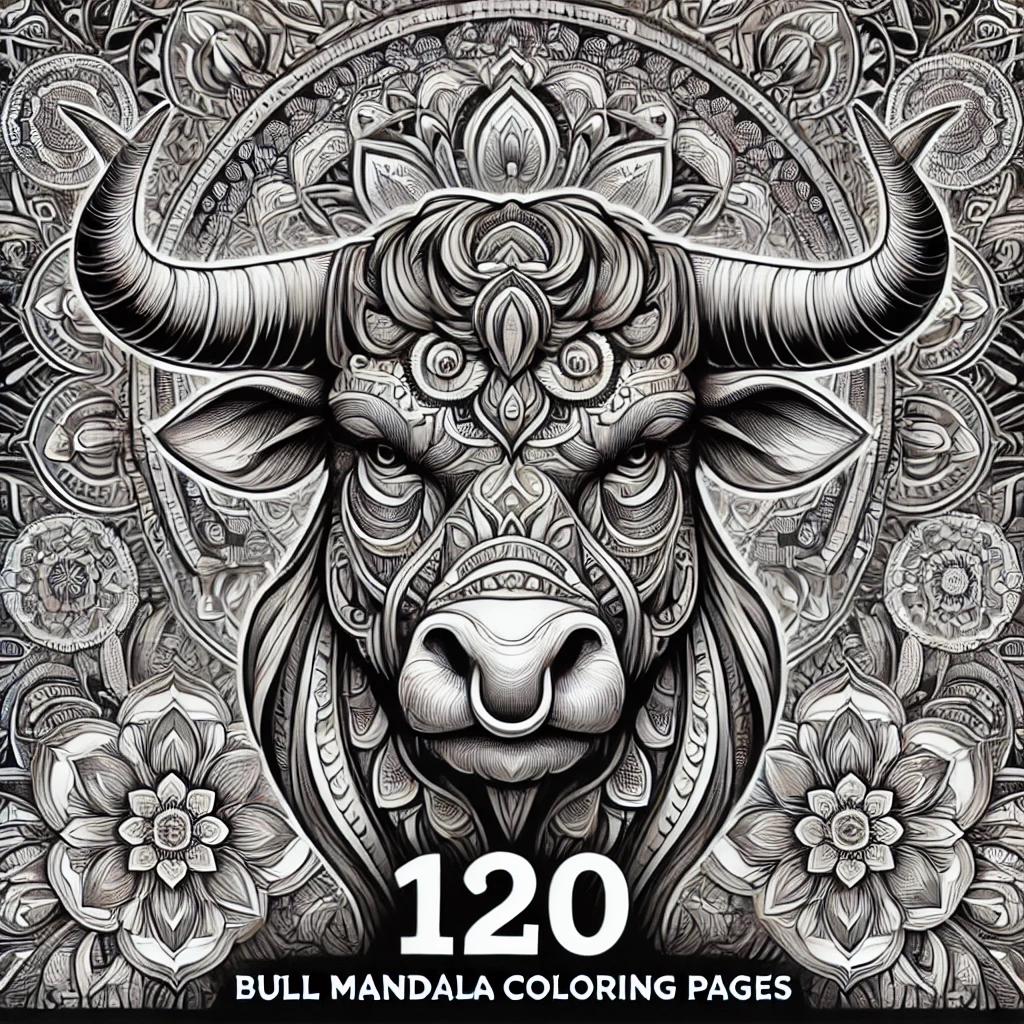 120 Bull Mandala Coloring Pages, Intricate Designs for Relaxation ...