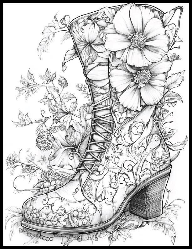 60 Flower Boot Coloring Pages – Unique Floral Boot Illustrations for ...