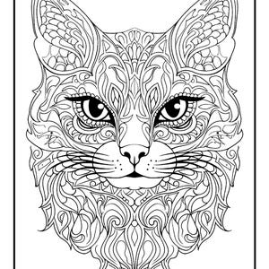 296 Cat Mandala Coloring Pages | Stress Relief Adult Coloring Book ...