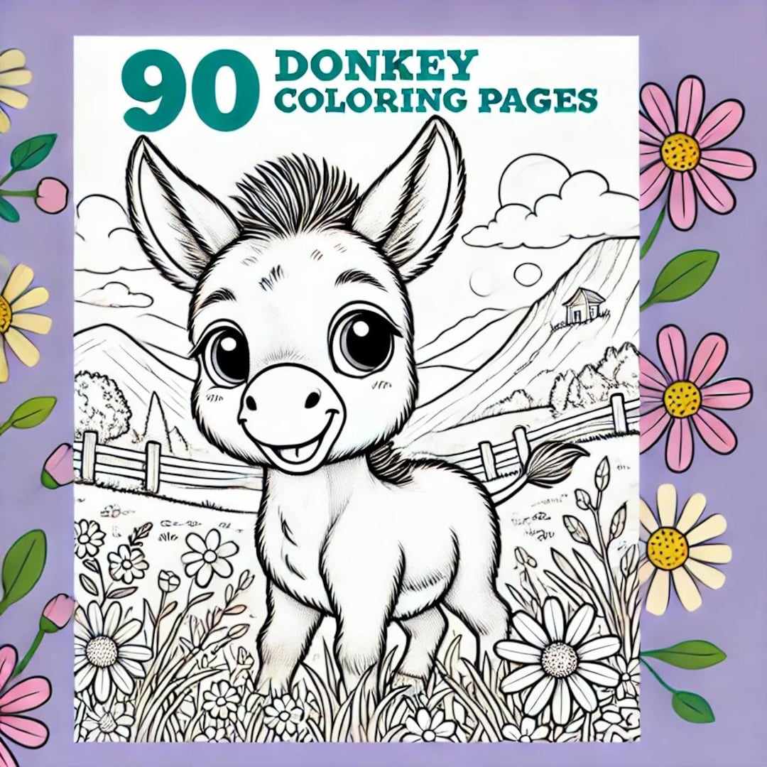 90 Donkey Coloring Pages in PDF Format for Kids – Fun, Creative, and ...