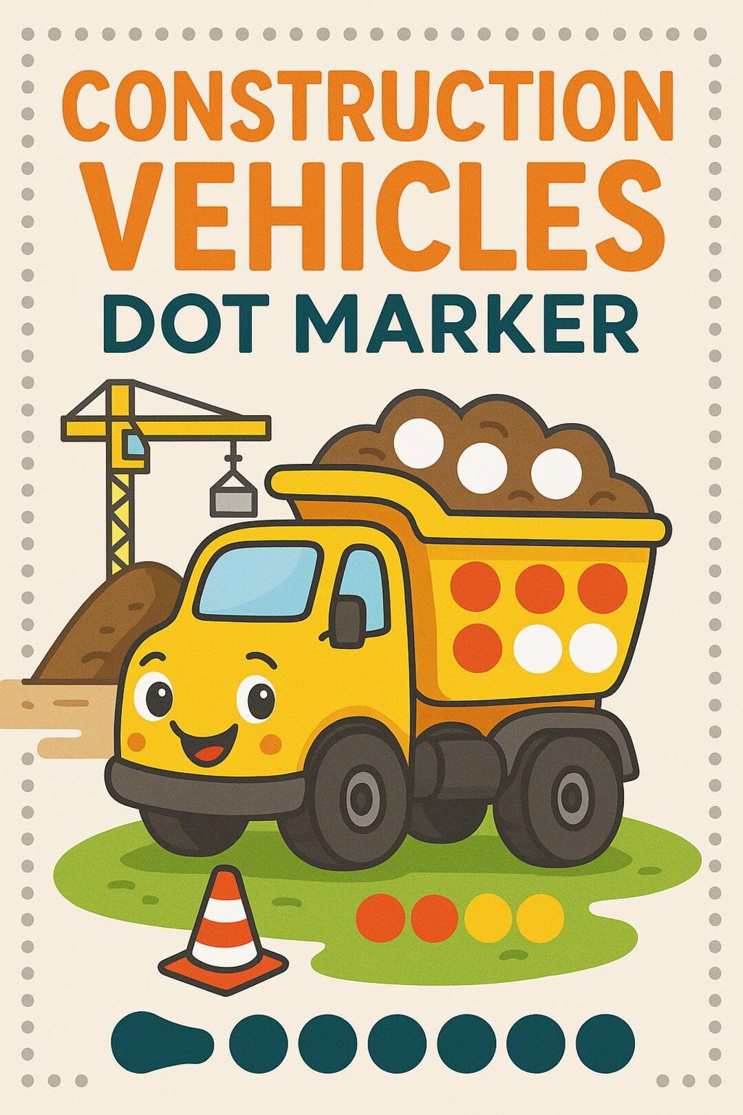 Construction Vehicles Dot Marker Pages | 25 Big Truck Dabber Sheets for ...