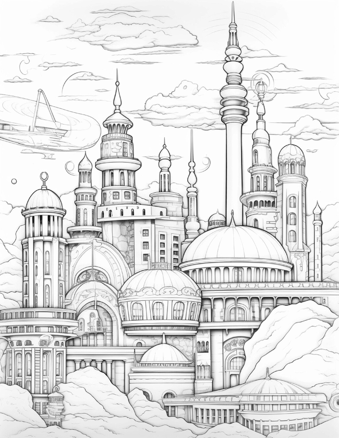 120 World of Wonders Coloring Pages - Futuristic and Sci-fi City ...