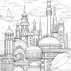 120 World of Wonders Coloring Pages - Futuristic and Sci-fi City ...