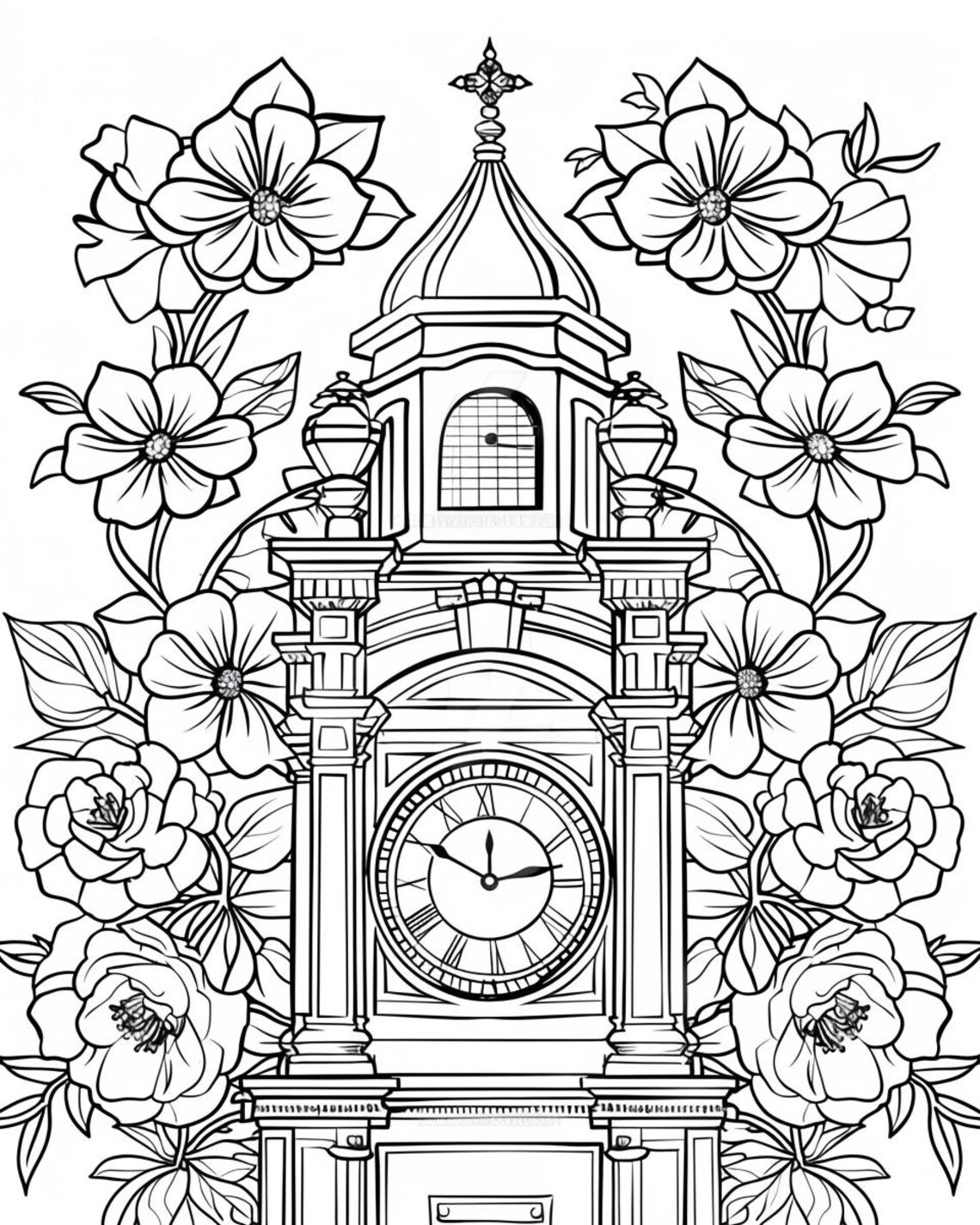 111 Clock Tower Coloring Pages: A Relaxing Journey Through Detailed ...
