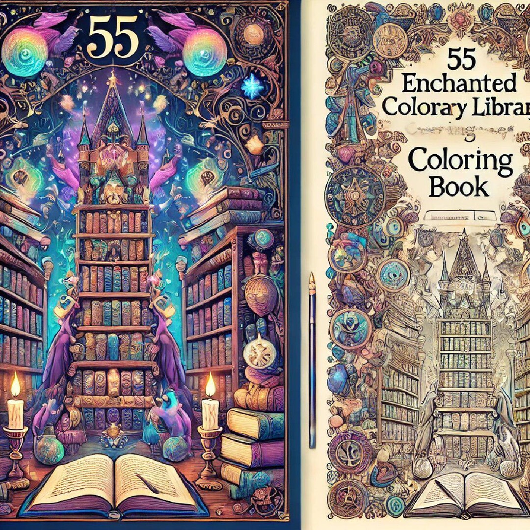 55 Enchanted Library Coloring Pages - Magical, Whimsical PDF Designs ...
