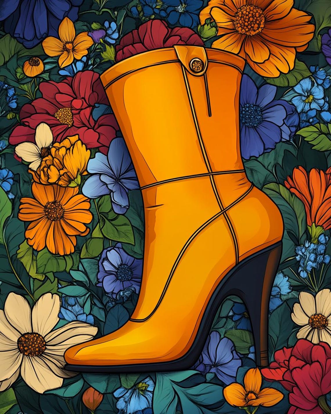 60 Flower Boot Coloring Pages – Unique Floral Boot Illustrations for ...