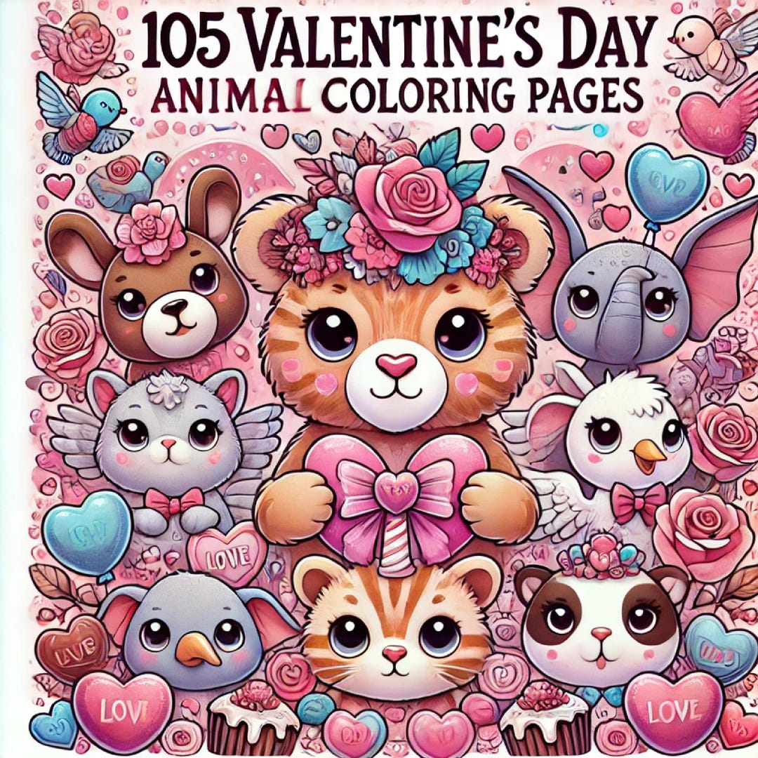 105 Valentine's Day Animal Coloring Pages PDF – Fun & Cute Printable ...