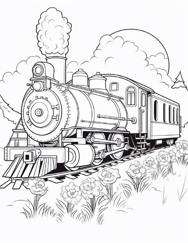 210 Cute Train Coloring Pages for Kids and Adults: Adorable, Fun, and ...