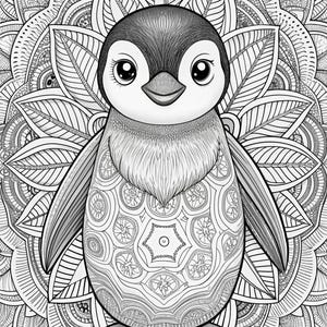 28 Penguin Mandala Coloring Pages PDF for Stress Relief, Relaxation ...