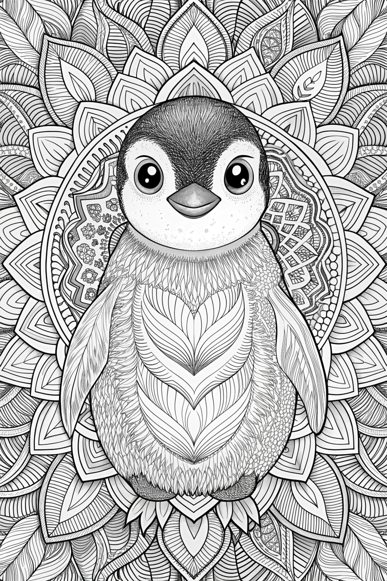 28 Penguin Mandala Coloring Pages PDF for Stress Relief, Relaxation ...