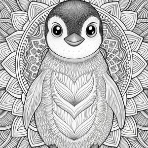 28 Penguin Mandala Coloring Pages PDF for Stress Relief, Relaxation ...