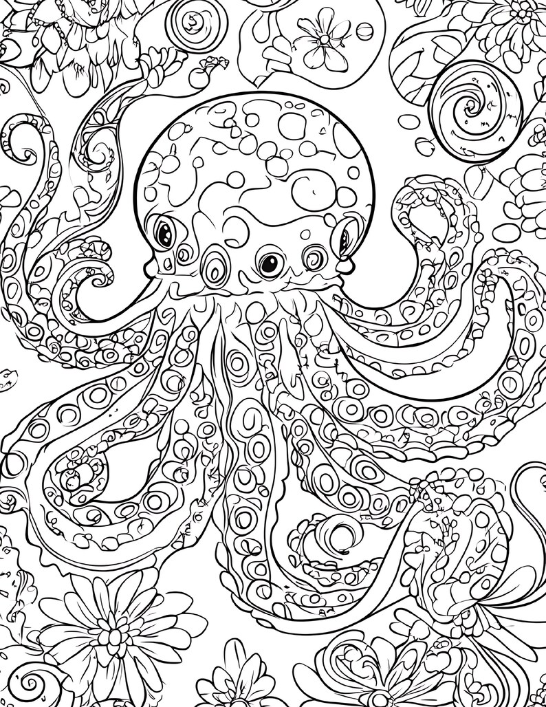 15 Octopus Coloring Pages PDF for Stress Relief, Relaxation, and ...