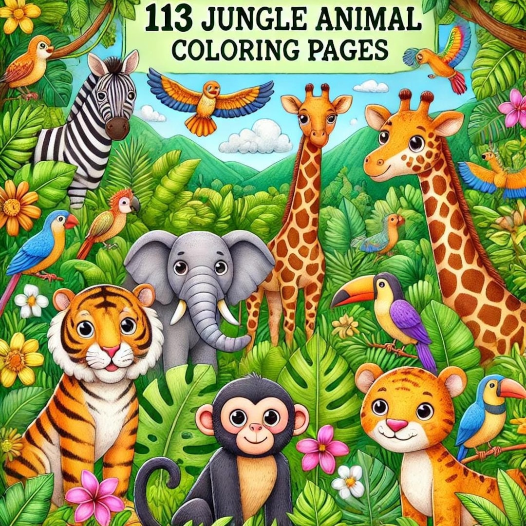 113 Jungle Animal Coloring Pages - Printable PDF for Kids and Adults ...