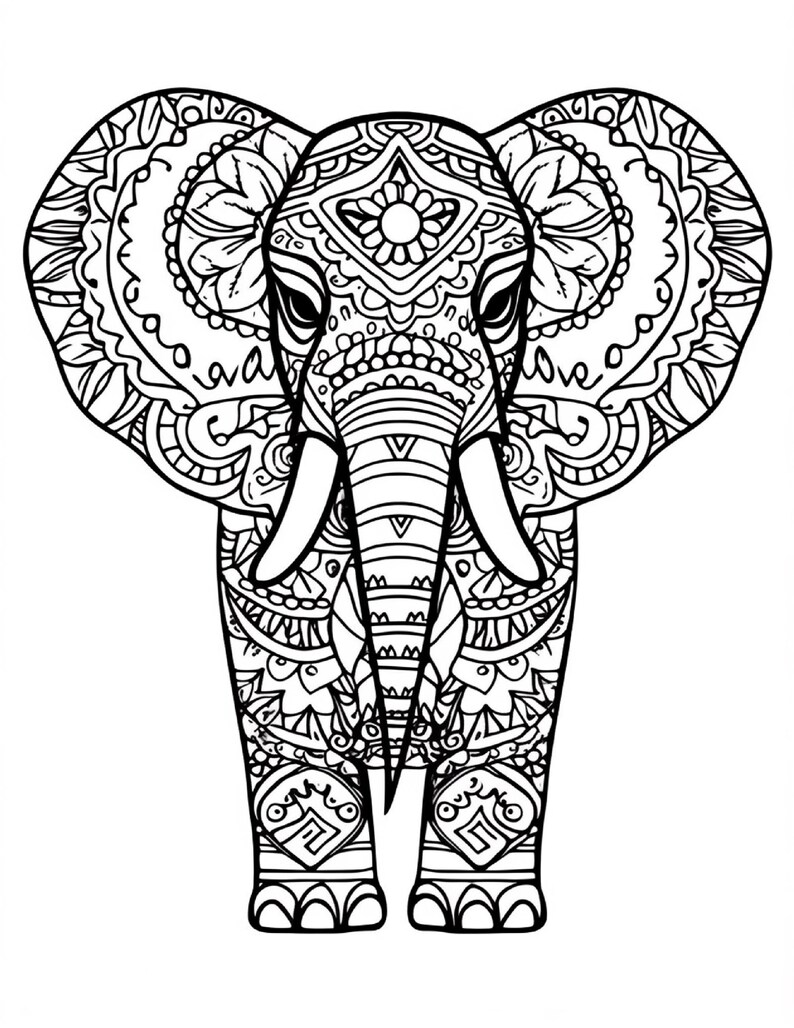 80 Elephant Mandala Coloring Pages PDF, Intricate and Relaxing Designs ...