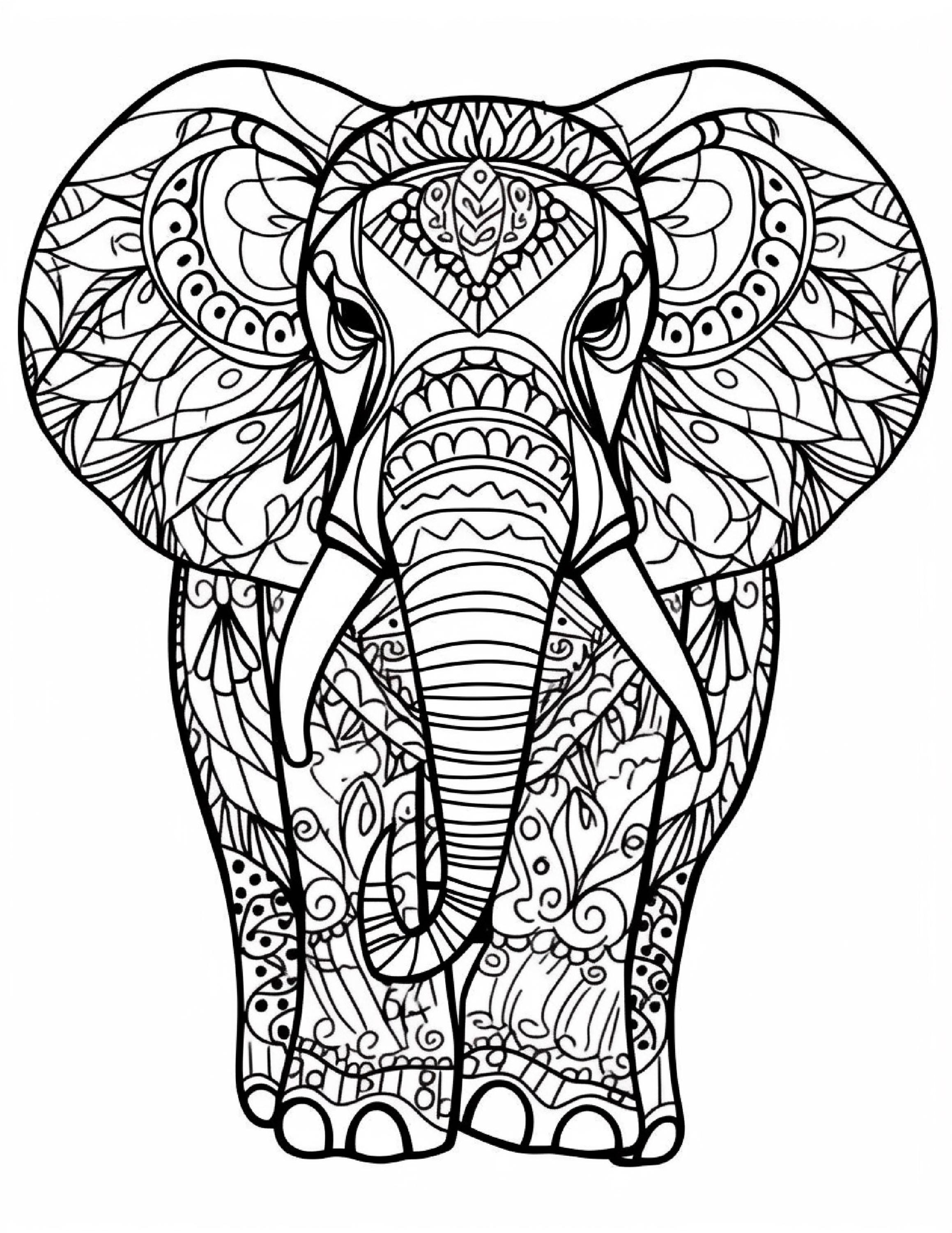 80 Elephant Mandala Coloring Pages PDF, Intricate and Relaxing Designs ...