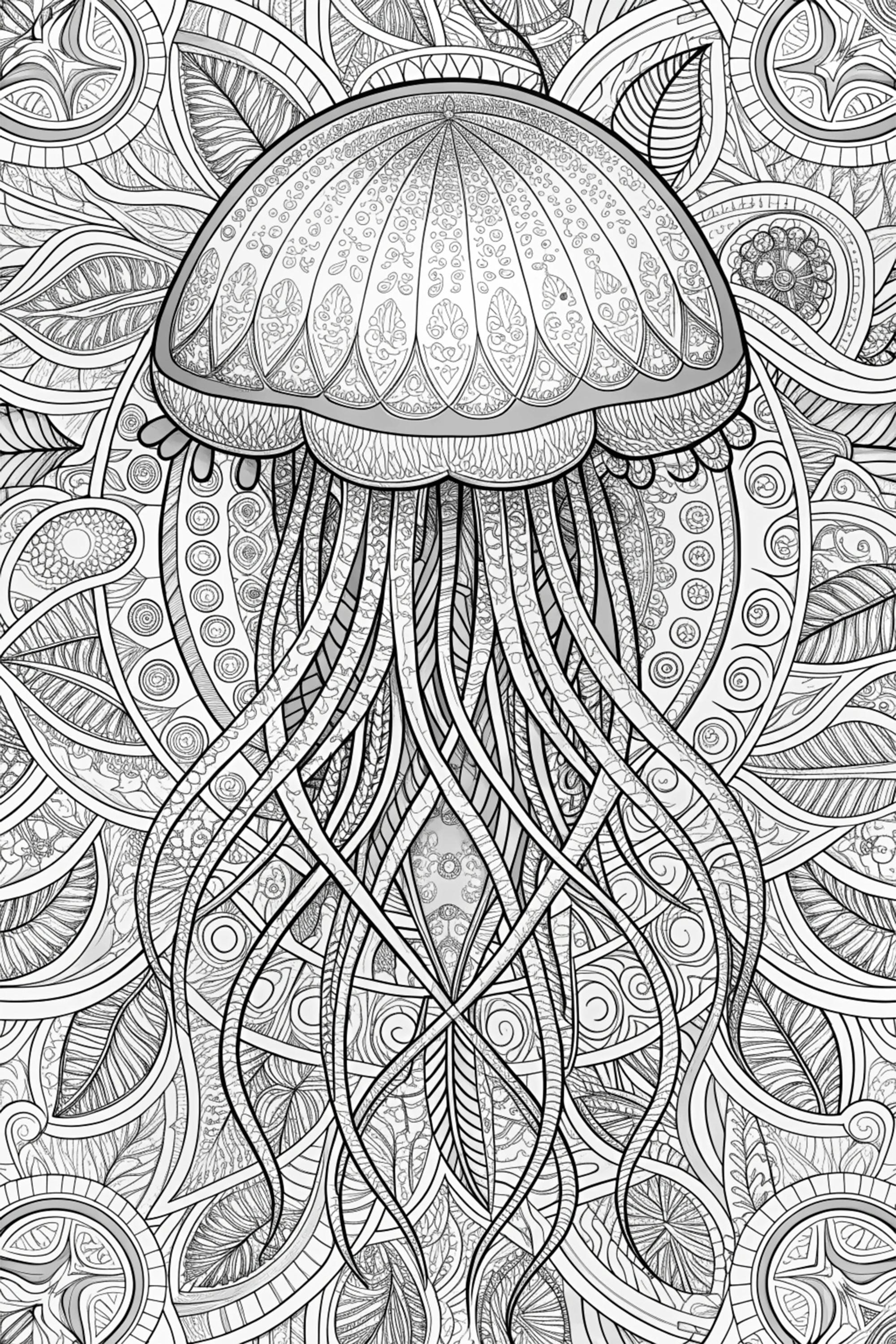 Jellyfish Mandala Coloring Pages, 25 Intricate Ocean Designs, Perfect ...