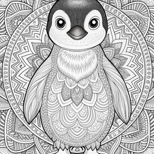 28 Penguin Mandala Coloring Pages PDF for Stress Relief, Relaxation ...