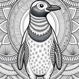 28 Penguin Mandala Coloring Pages PDF for Stress Relief, Relaxation ...