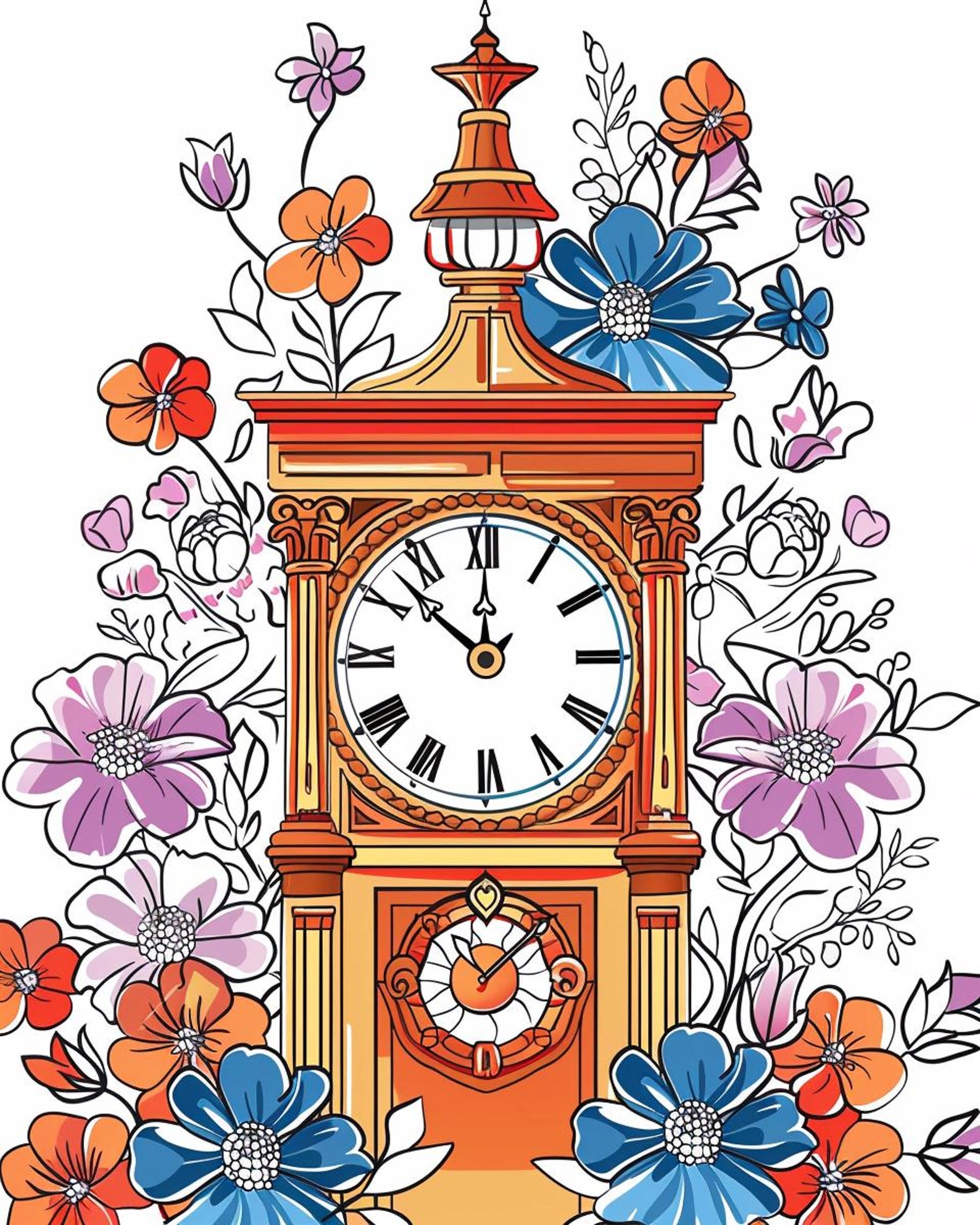 111 Clock Tower Coloring Pages: A Relaxing Journey Through Detailed ...
