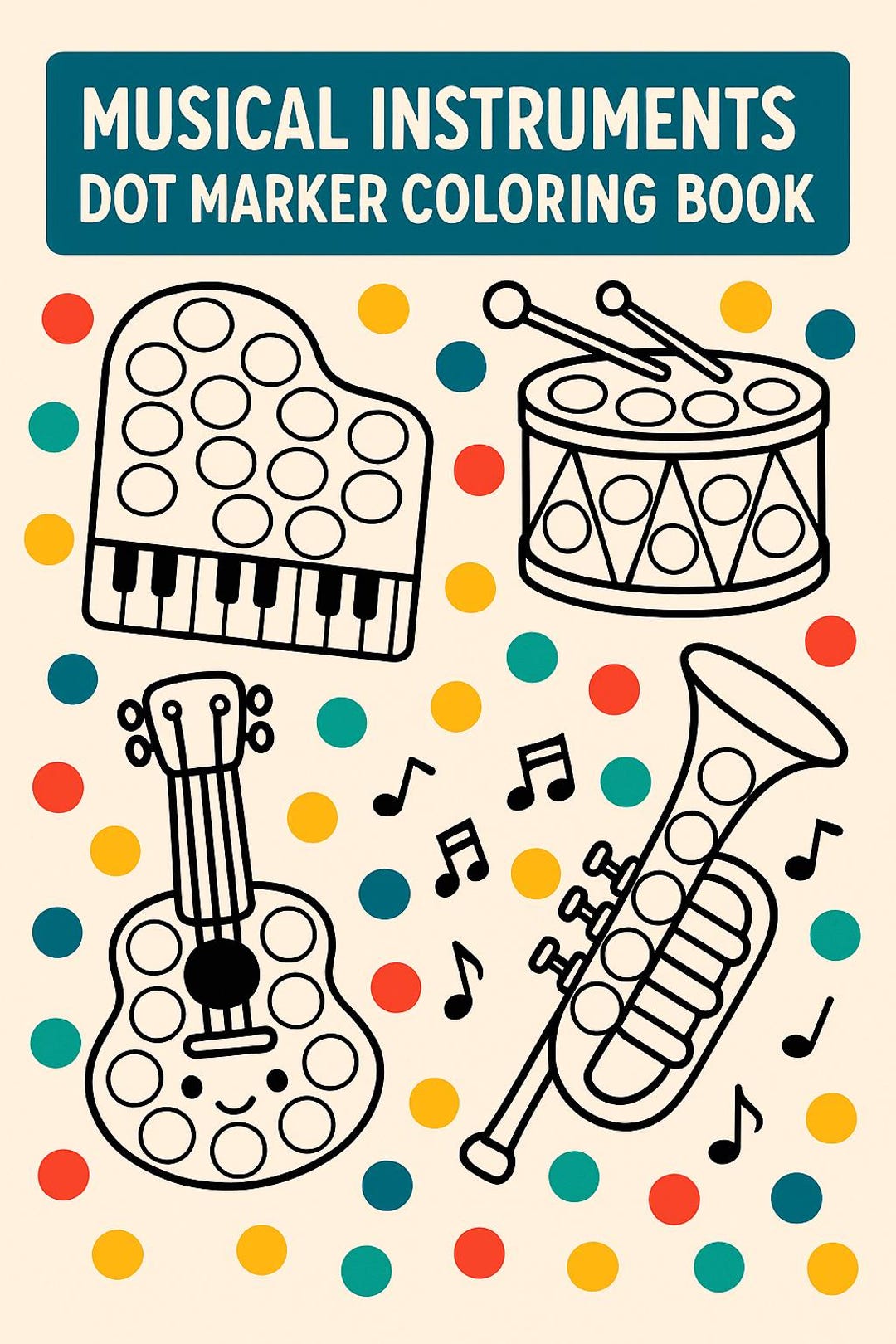 Musical Instruments Dot Marker Coloring Pages – 24 Printable Activity ...