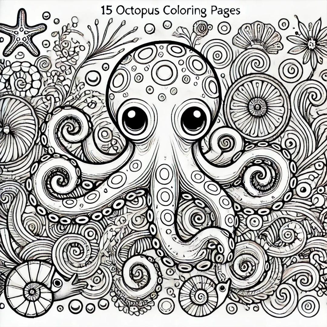15 Octopus Coloring Pages PDF for Stress Relief, Relaxation, and ...