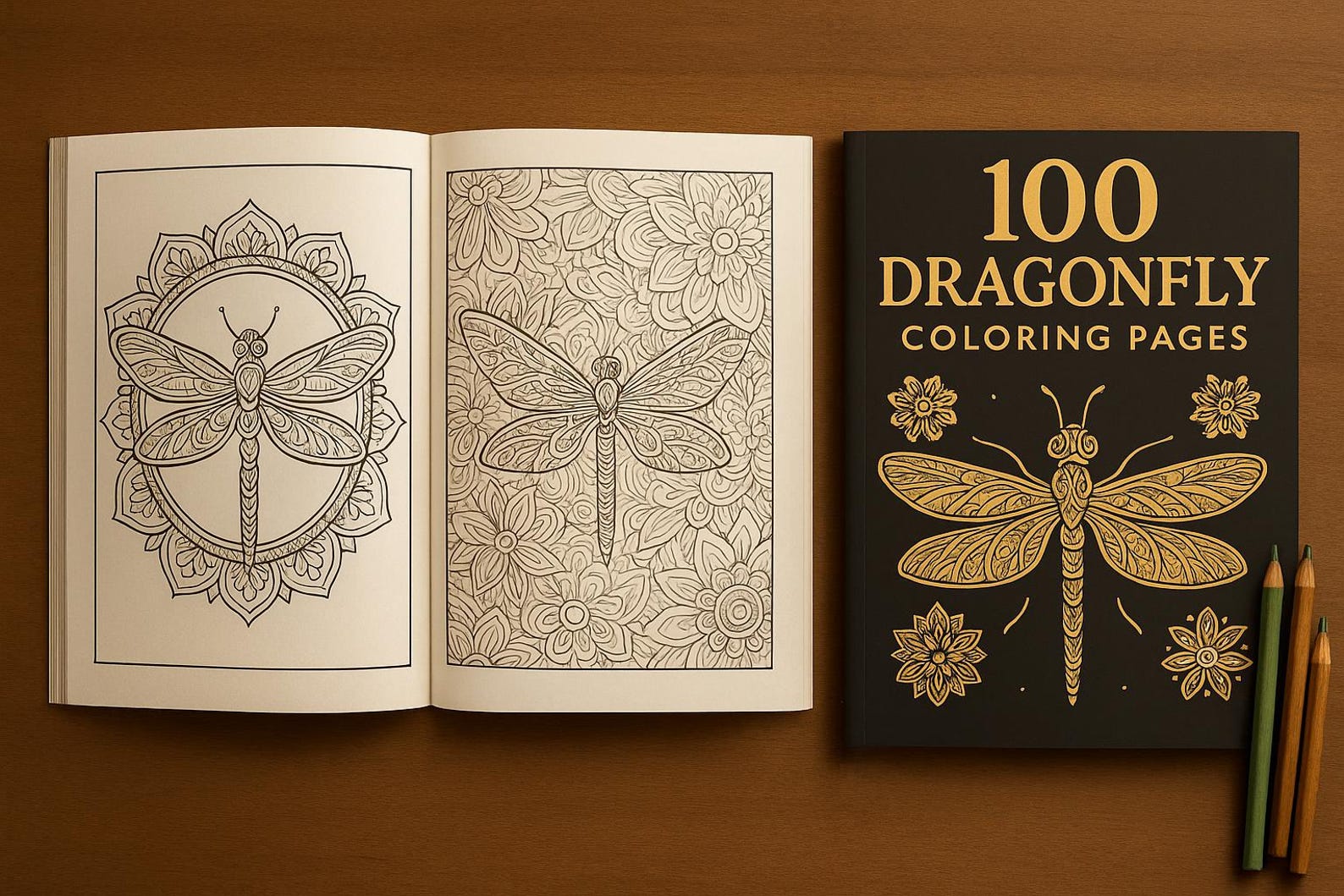 100 Dragonfly Coloring Pages – Intricate Adult Coloring Book PDF ...