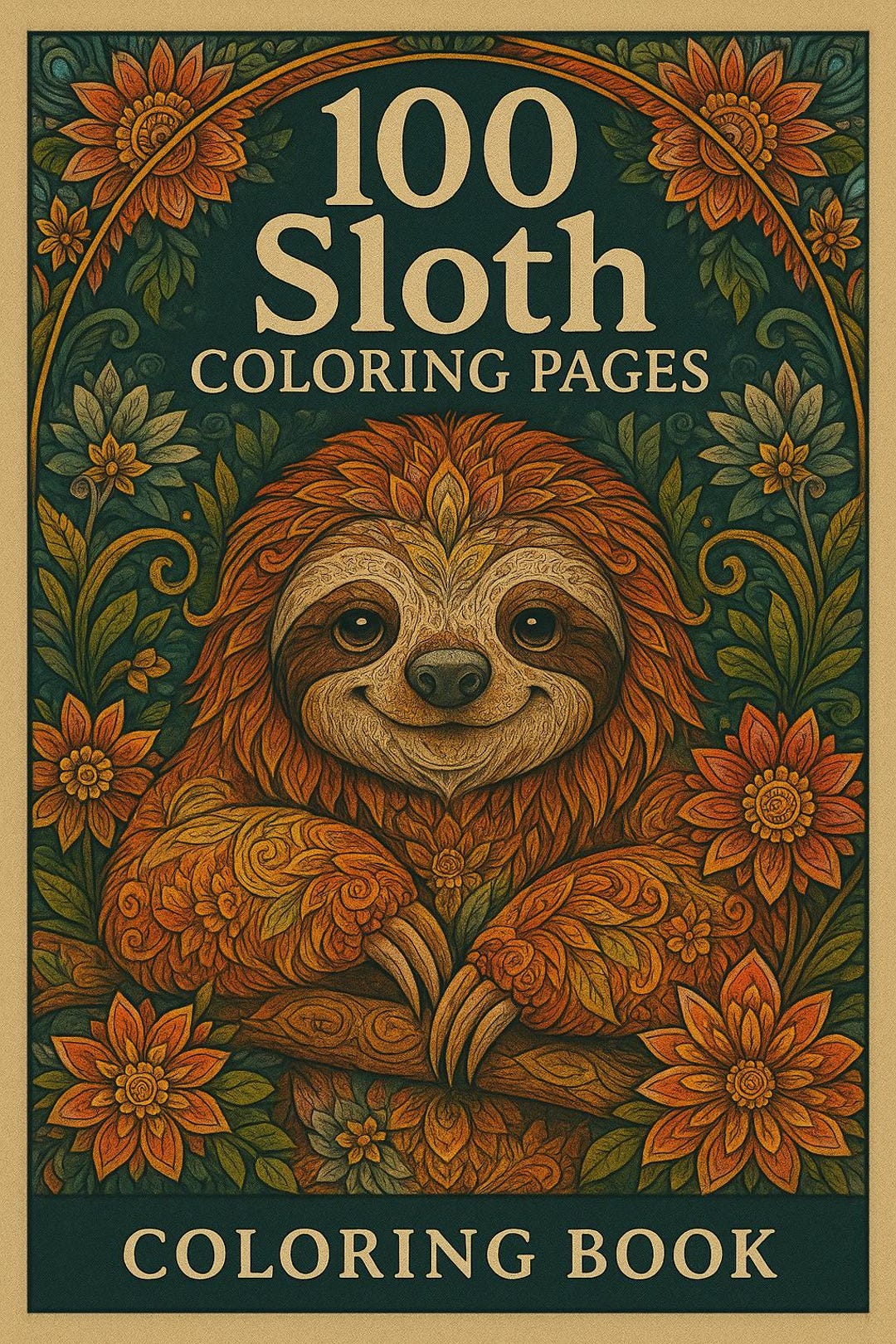 100 Sloth Coloring Pages PDF – Printable Instant Download – Cute Sloth ...