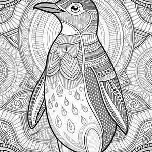 28 Penguin Mandala Coloring Pages PDF for Stress Relief, Relaxation ...