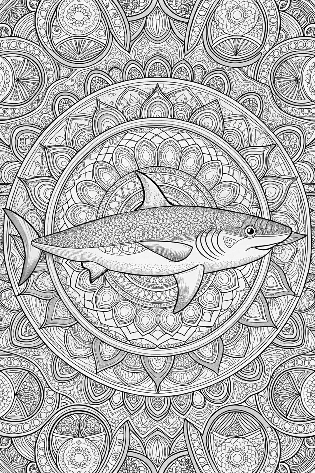 25 Shark Mandala Coloring Pages - Unique Shark Art With Mandala Designs ...