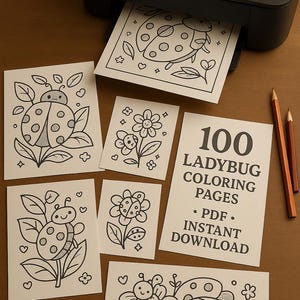 100 Ladybug Coloring Pages | Cute Insect Coloring Book for Kids | Easy ...