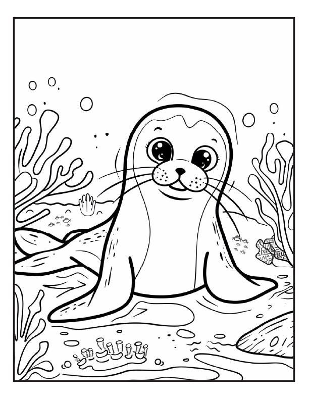 100 Seal Coloring Pages PDF for Kids and Adults, Seal Drawing to Print ...