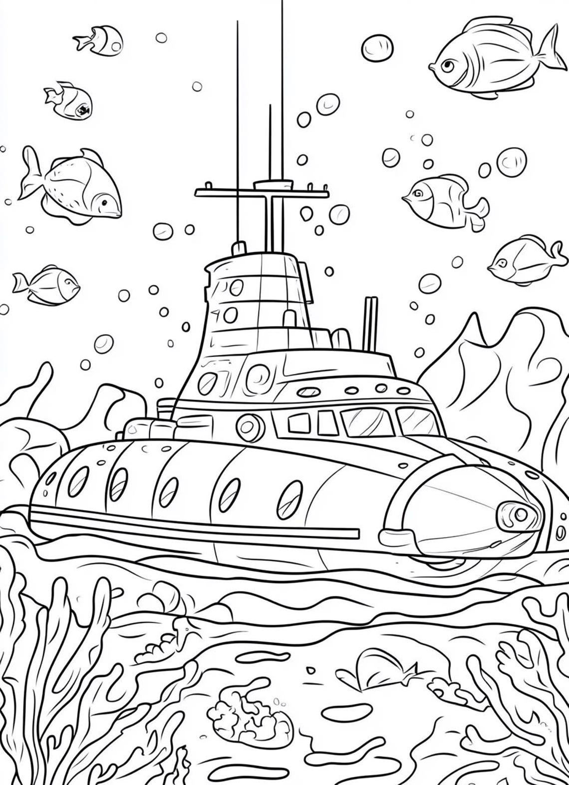 50 Underwater Vessel Coloring Pages: Dive Into Fun With Submarines ...
