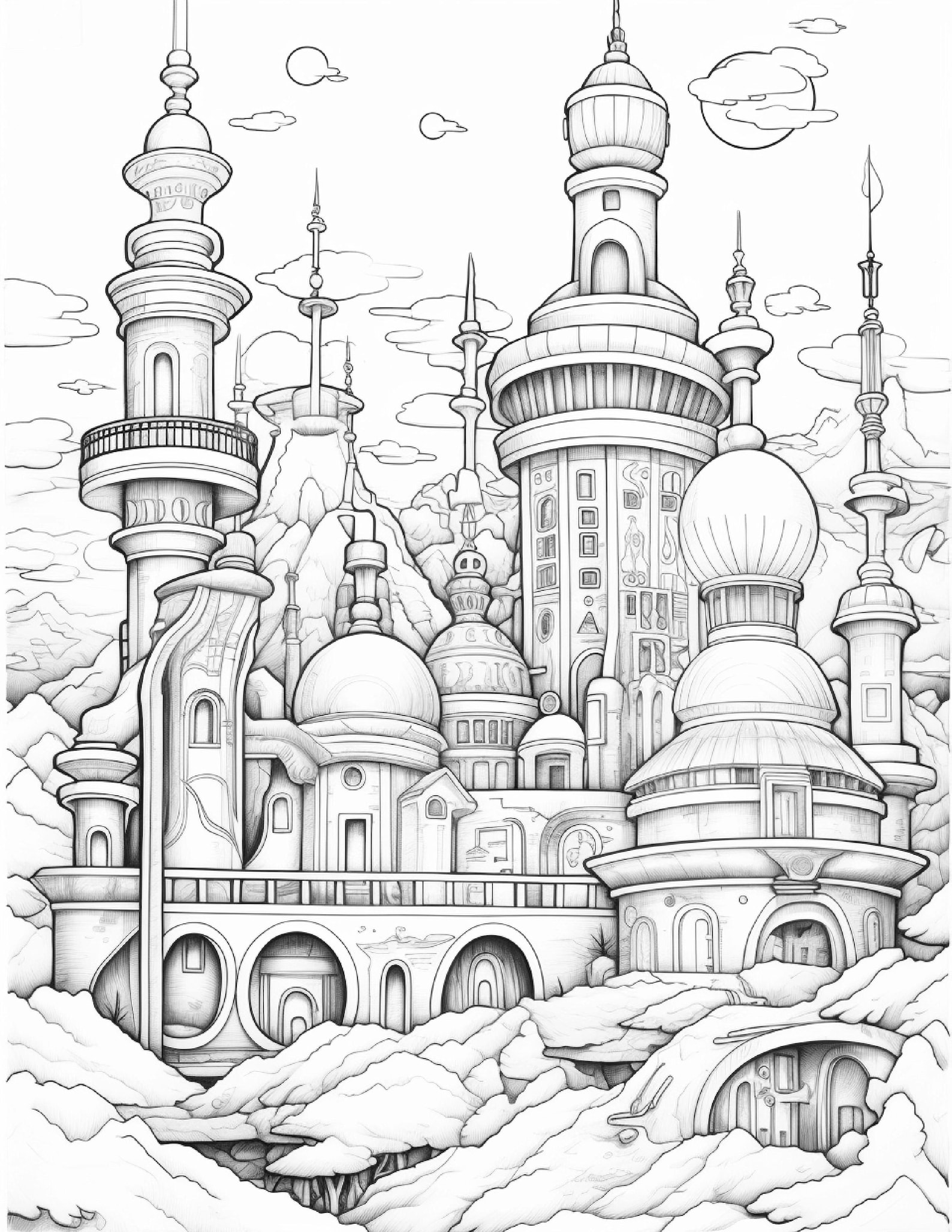 120 World of Wonders Coloring Pages - Futuristic and Sci-fi City ...