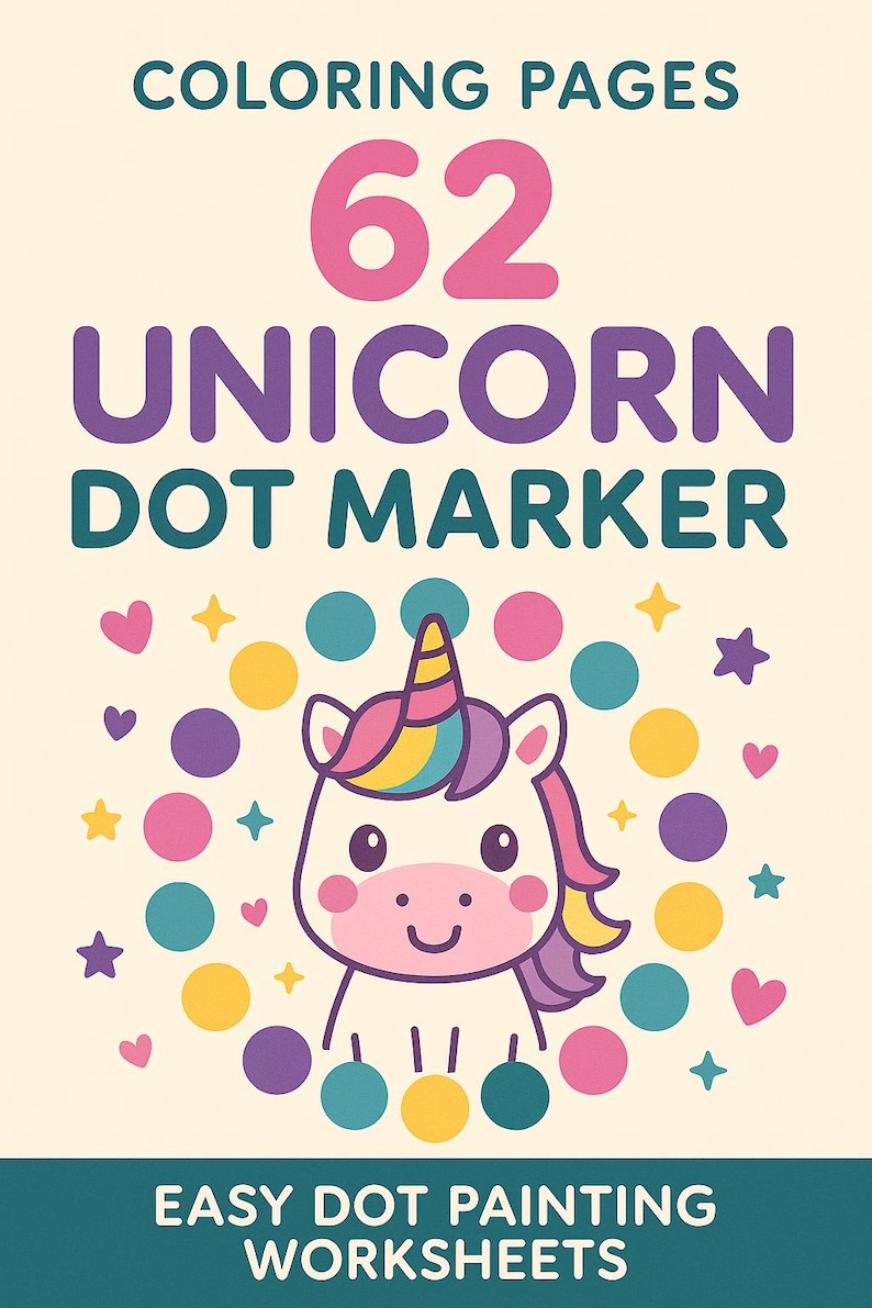 62 Unicorn Dot Marker Coloring Pages – Easy Dot Art Activity for ...